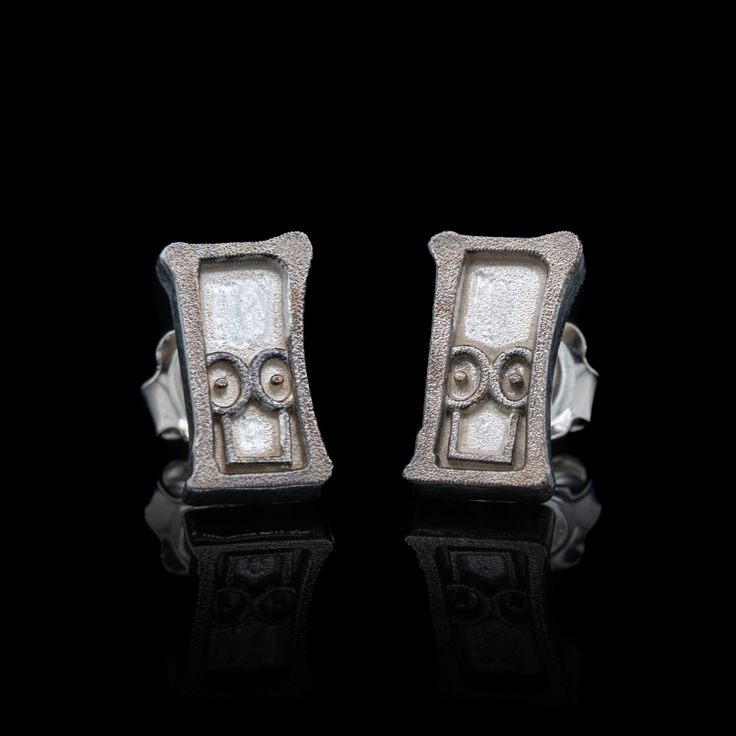 Everyman Smile Studs in Silver & Black Rhodium – Charlotte Cornelius